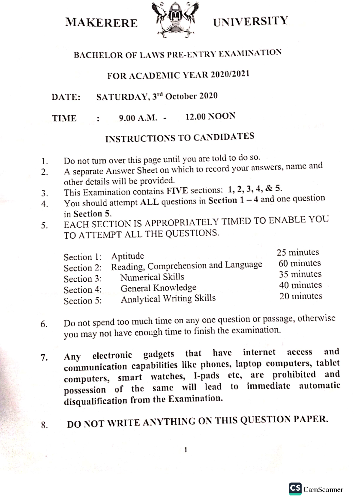 2020.2021 preentry exam-1 - Bachelor of Laws - Studocu