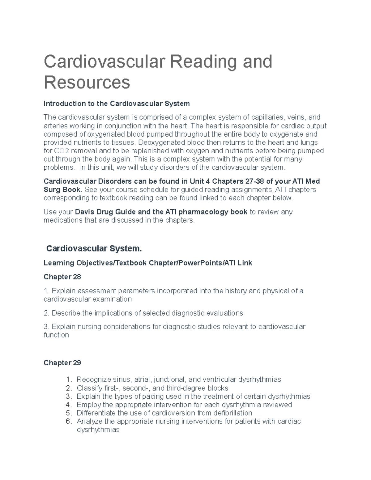 Capstone Weeks 8-12 - Cardiovascular Reading and Resources Introduction ...