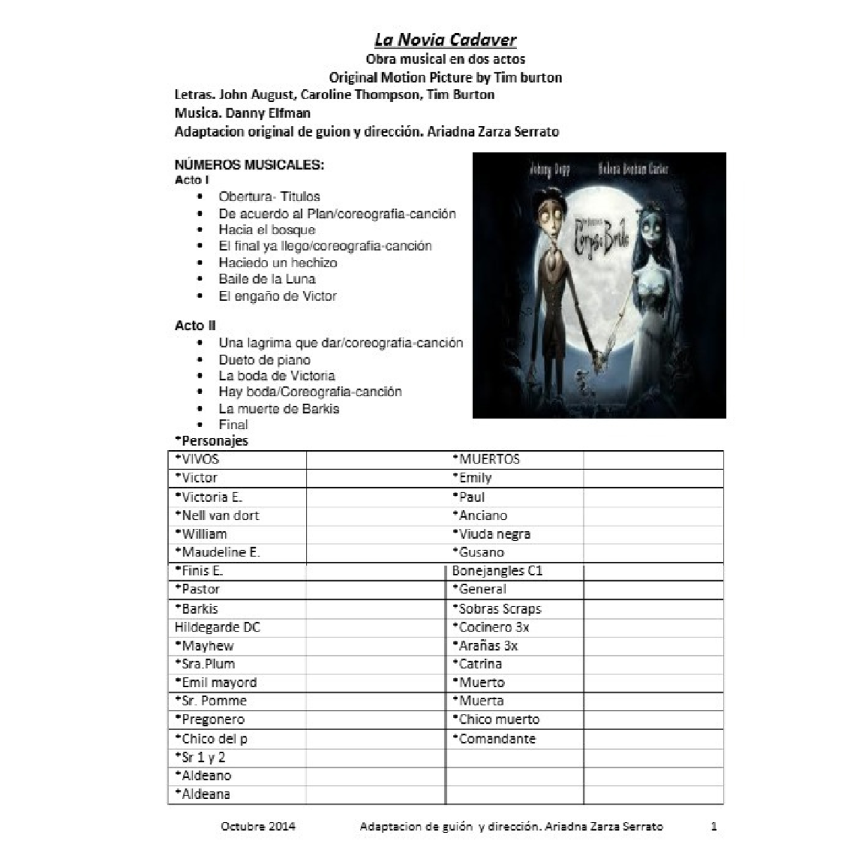 Post instagram quote frase - La Novia Cadaver Obra musical en dos actos ...