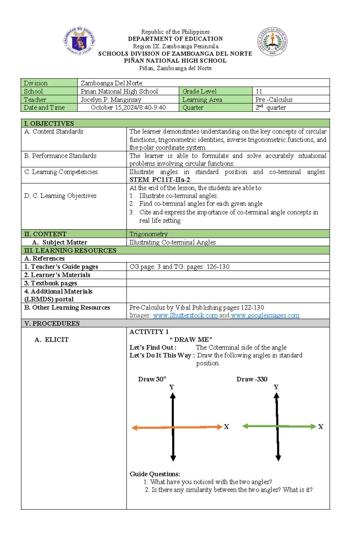 Week 2 Day 4 - Lesson plan - Republic of the Philippines DEPARTMENT OF ...
