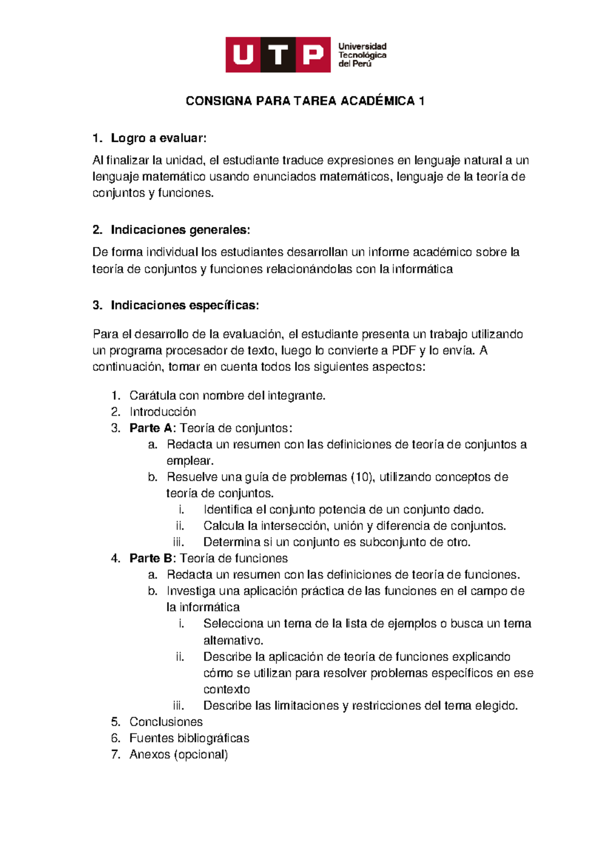 TA1 Indicacione - c xkmcv cvkmvccdpvlmc vvcmvpc - CONSIGNA PARA TAREA ACADÉMICA 1 Logro a ...