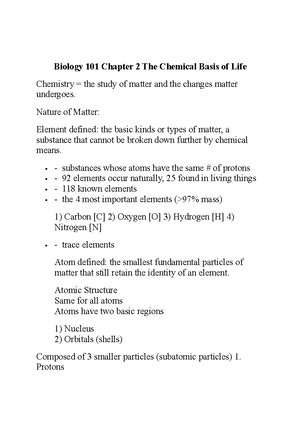 Chemistry Overview - Lecture 2 - Studocu