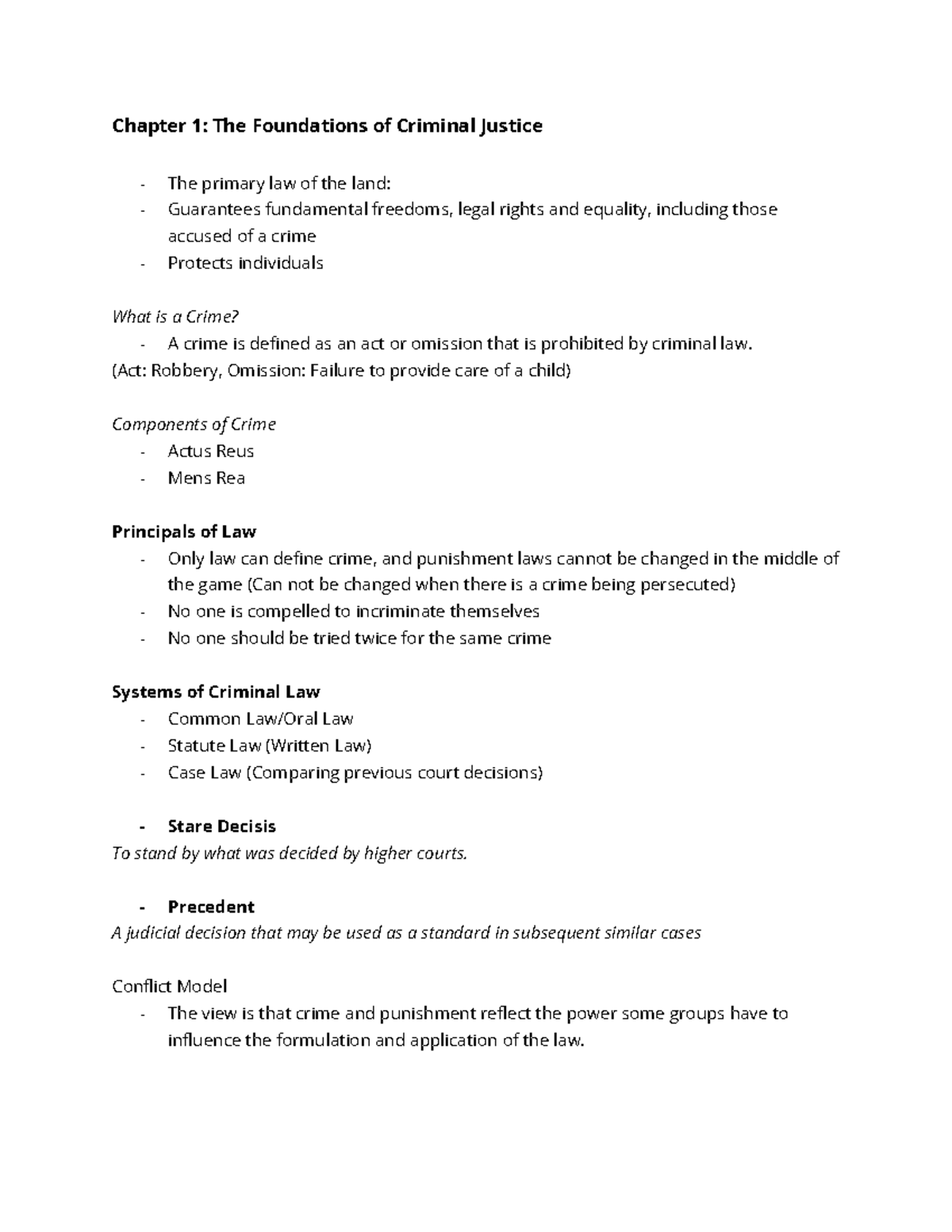 CRIM 1115 Summer Sem Chapter Notes - Chapter 1: The Foundations of ...