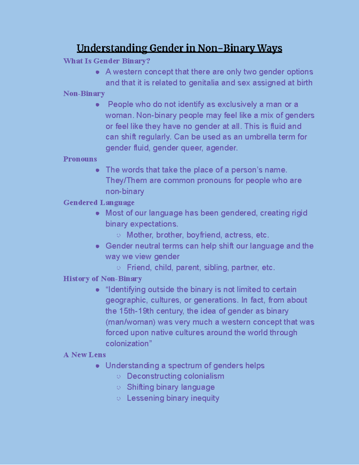 Gender and Society #3 - 3/3 of the notes - Understanding Gender in Non ...