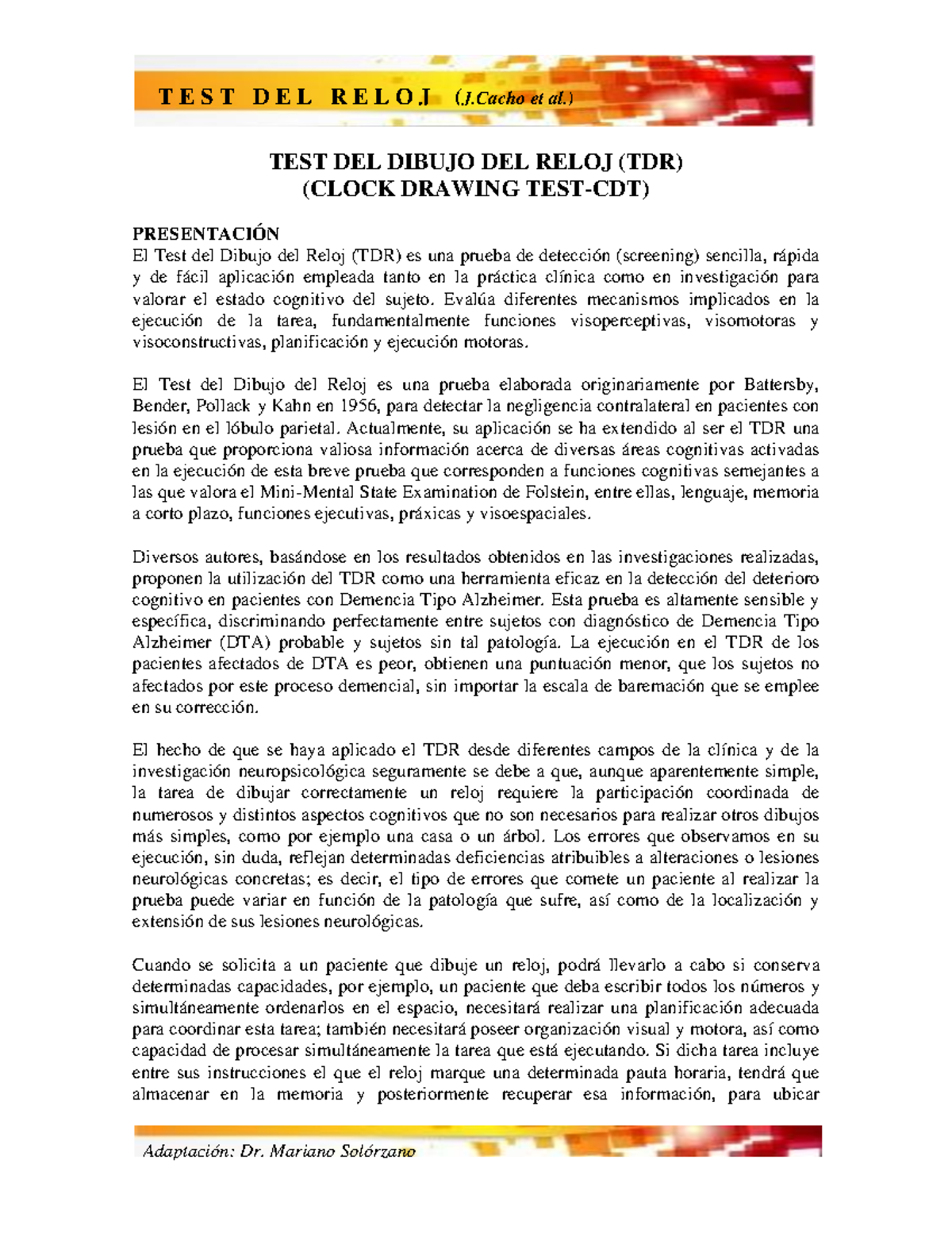 206836865 Test Del Dibujo Del Reloj - TEST DEL DIBUJO DEL RELOJ (TDR ...