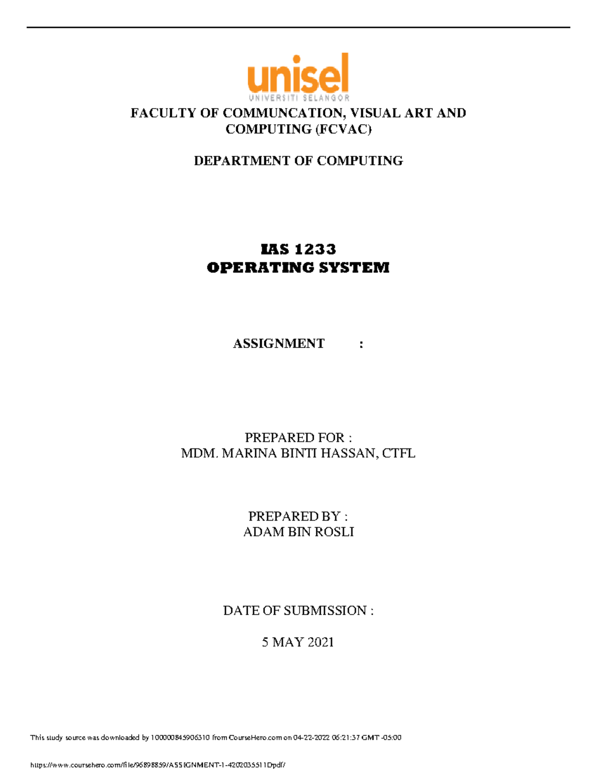 Assignment 1 4202035511 D - FACULTY OF COMMUNCATION, VISUAL ART AND ...