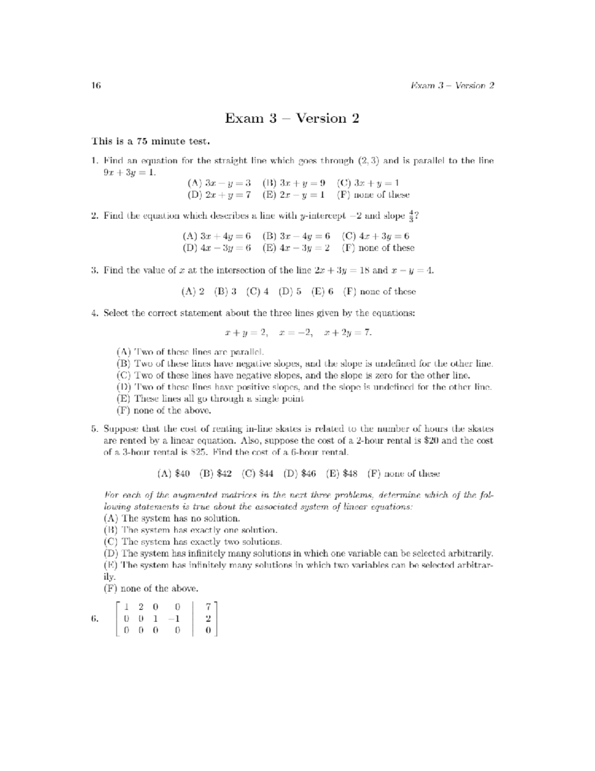 Finite mathematics, m118 sample tests and study hints 2003-2004 3 ...