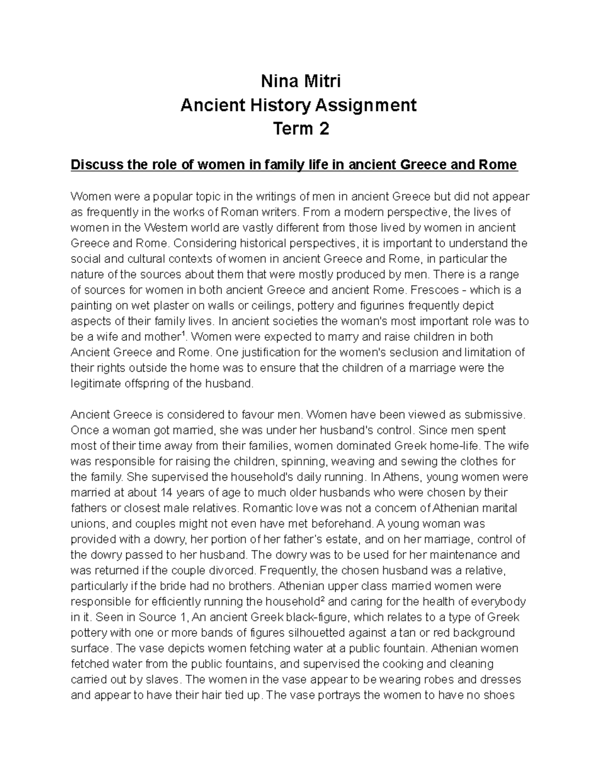 Women in Ancient Greece and Rome - Nina Mitri Ancient History ...