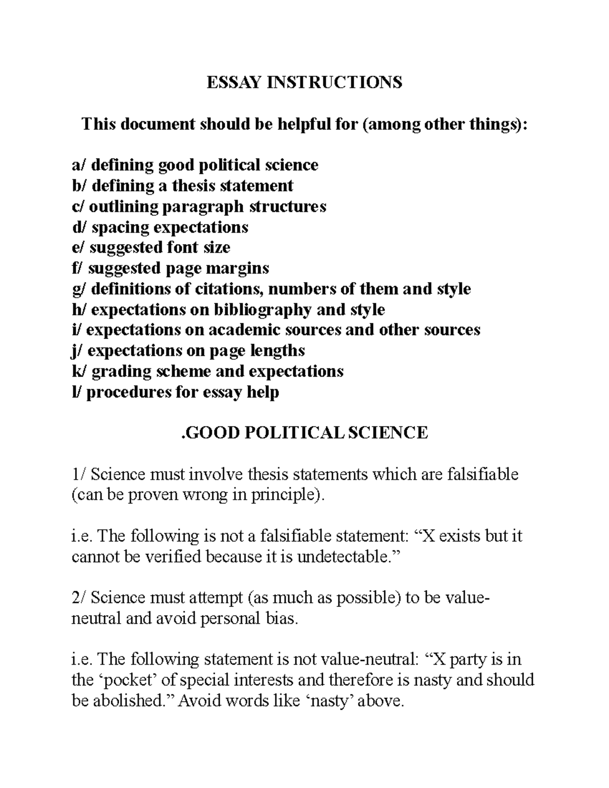 Essay Guidelines - ESSAY INSTRUCTIONS This document should be helpful ...