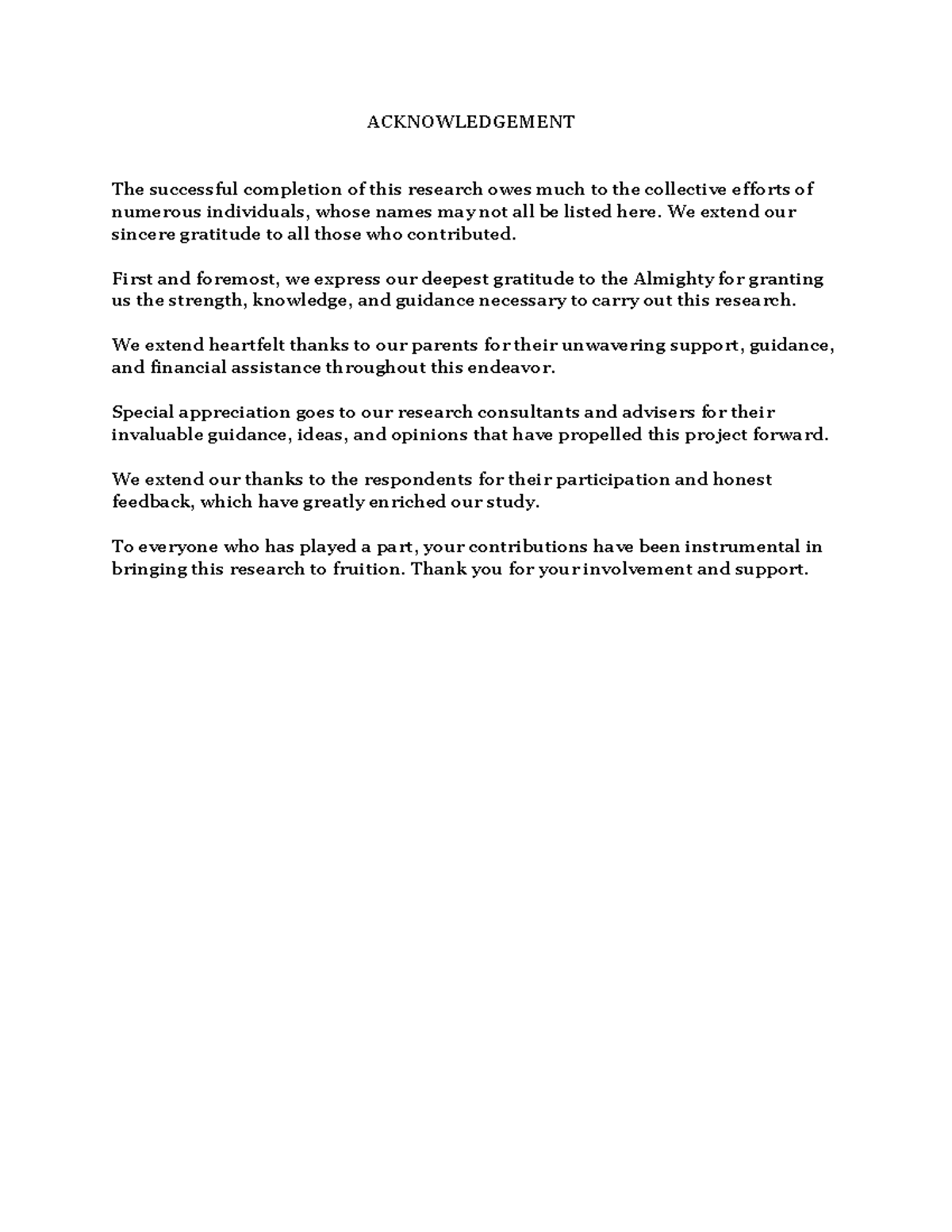 Acknowledgement - ACKNOWLEDGEMENT The successful completion of this ...