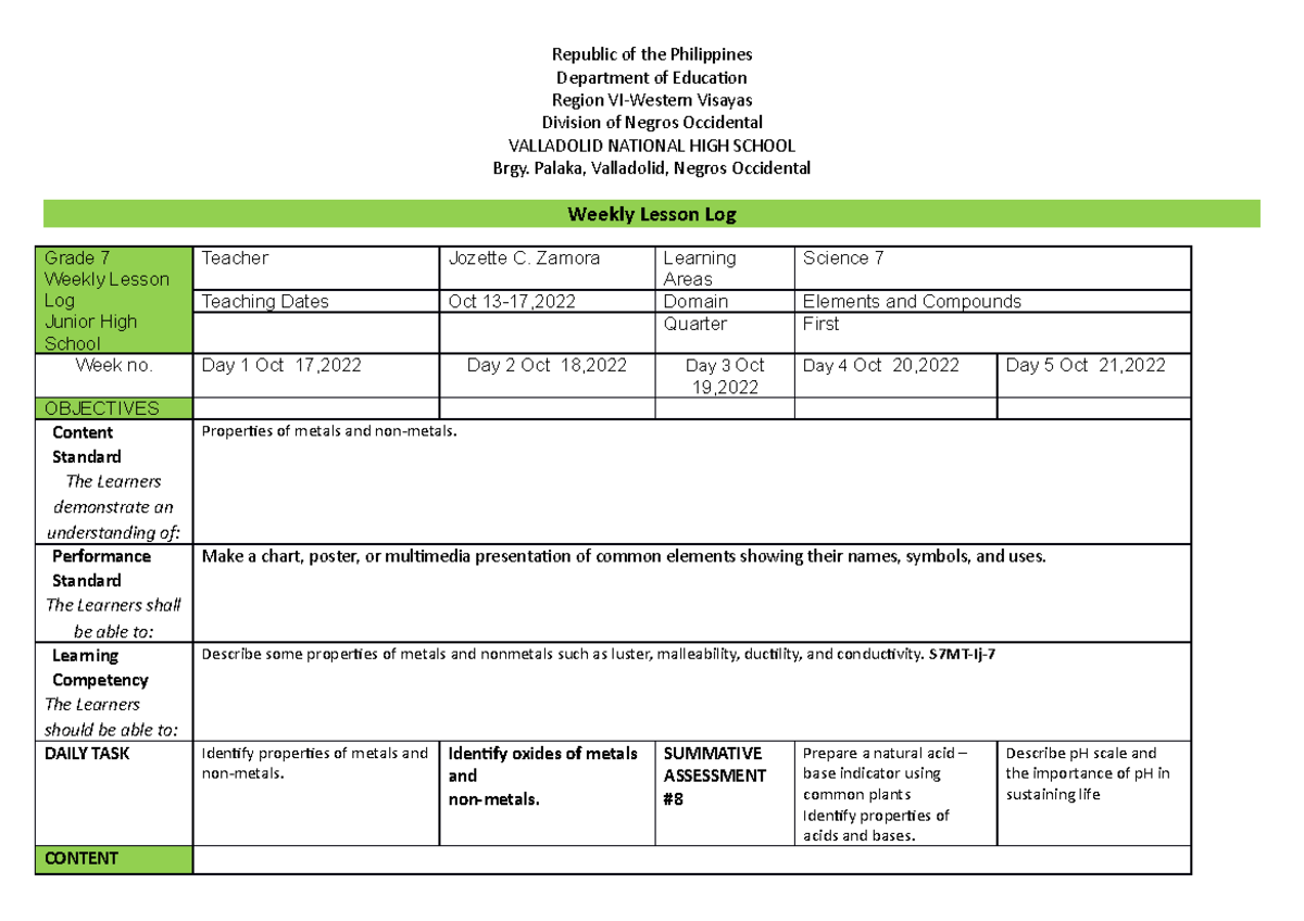 Grade 7 DLL Oct 17 21 Science Topic Republic Of The Philippines grade-7-dll-oct-17-21-science-topic-republic-of-the-philippines