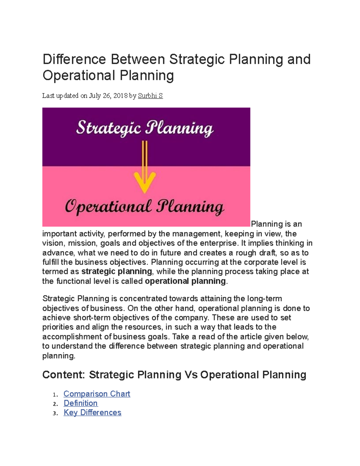 Research 0 2 Difference Between Strategic Planning And Operational