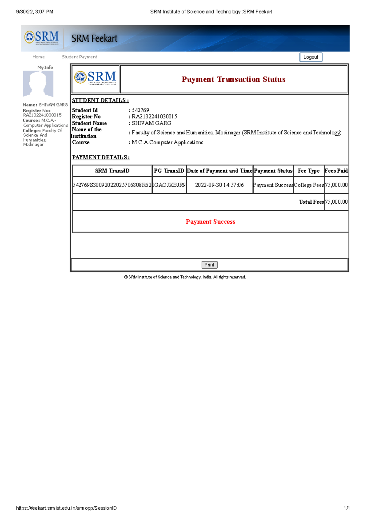 SRM Institute of Science and Technology SRM Feekart - srmist.edu/srmopp ...