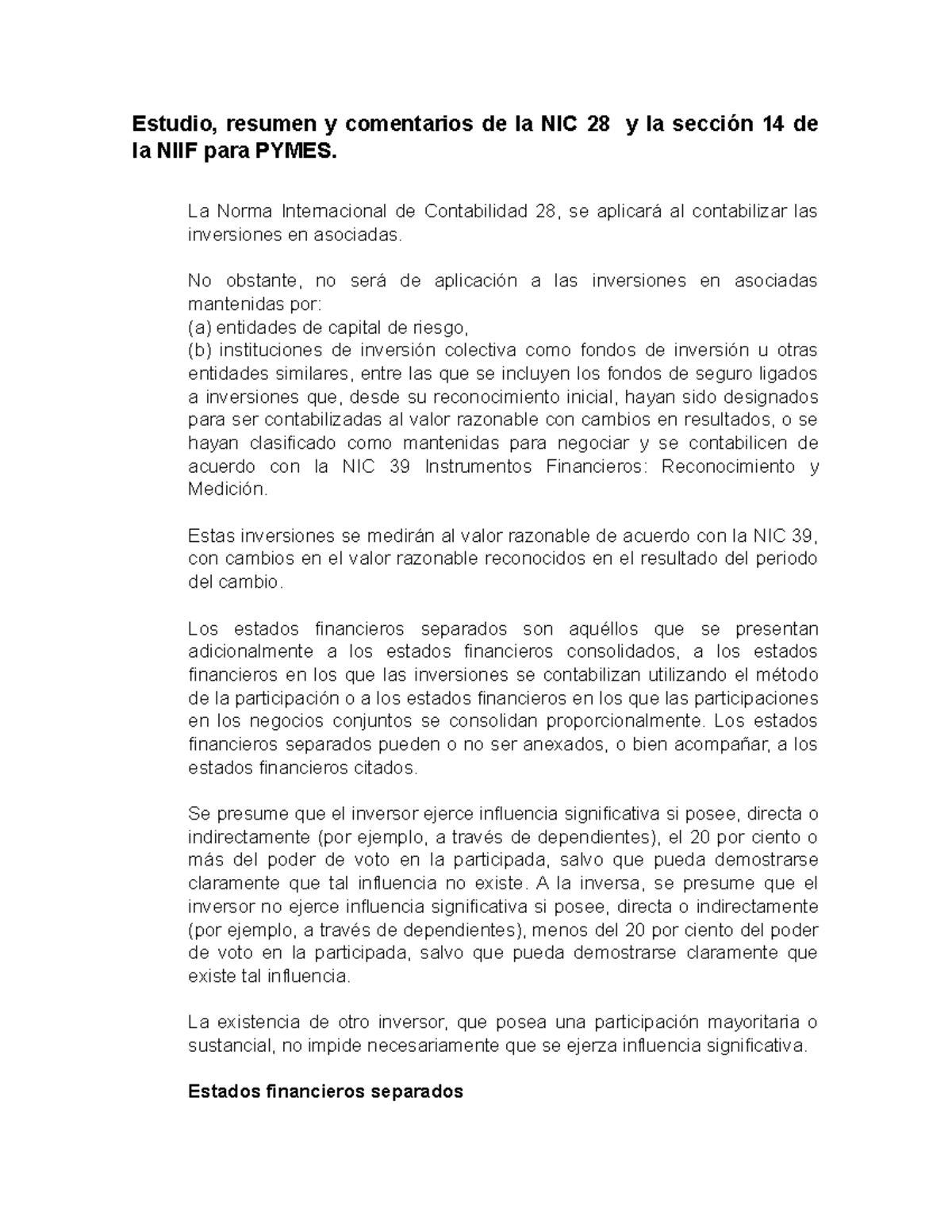 NIC 28 y la sección 14 de la NIIF para Pymes - Estudio, resumen y ...
