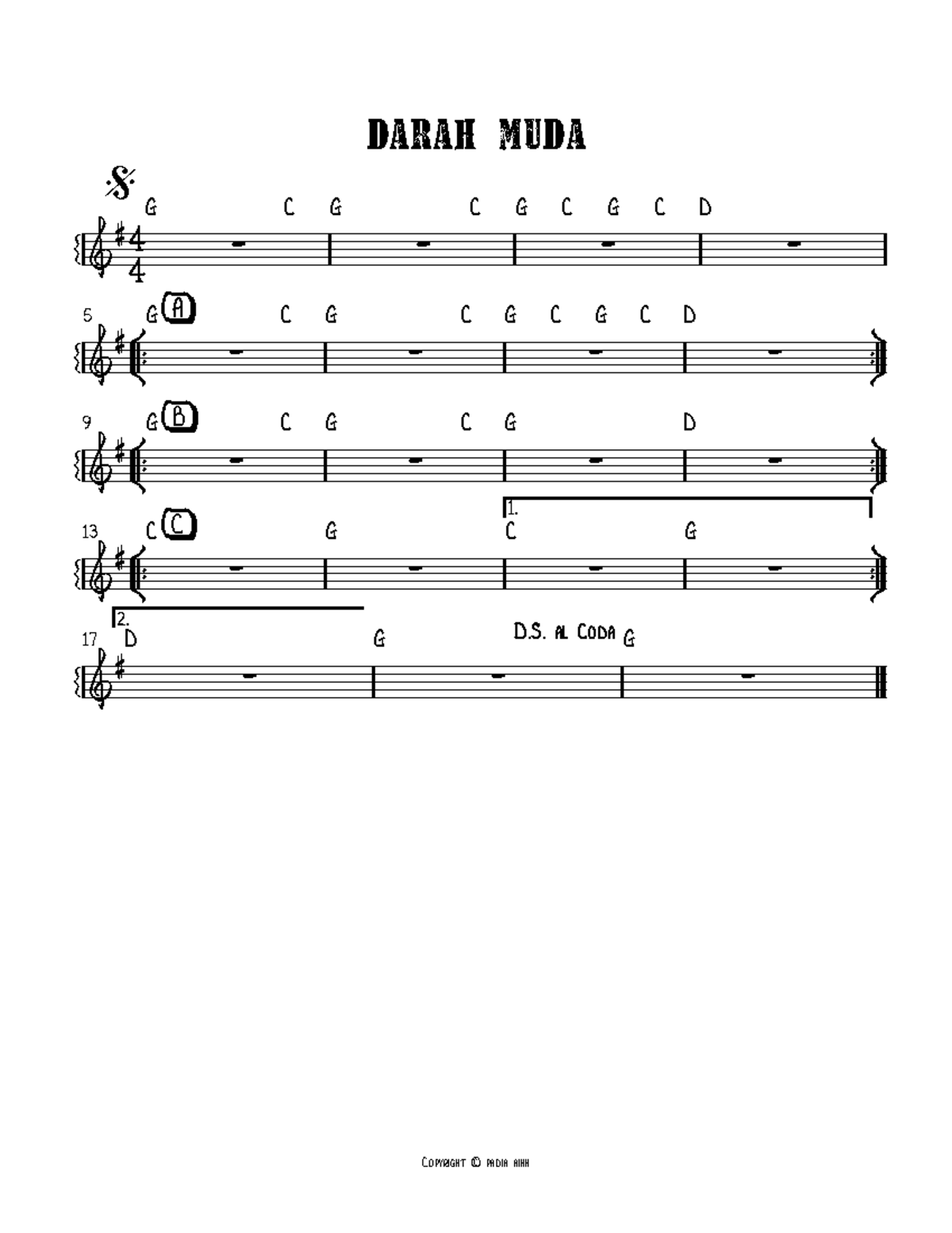 Darah muda - Full Score - { { { { { Copyright © padia aihh G C G C G C ...
