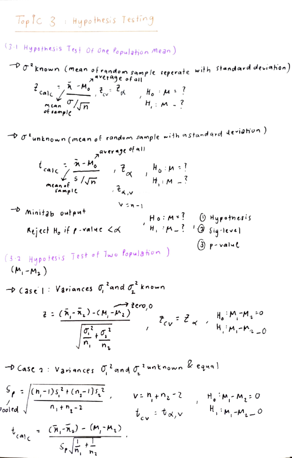 STA408 Hypothesis Testing - Top lc 3 : Hypo thesis Testing (3 ...