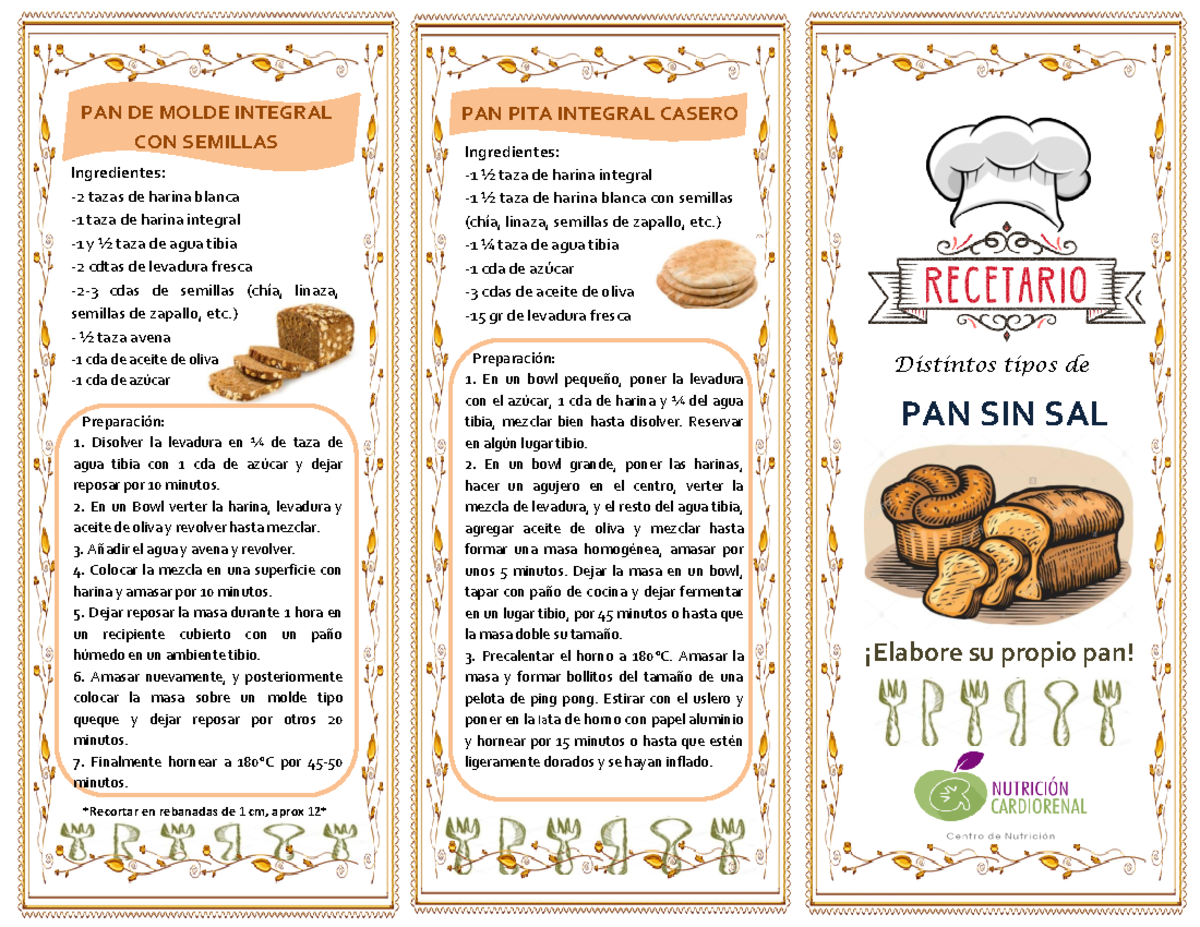 Recetario Pan Sin Sal Cardiorenal - PAN SIN SAL ¡Elabore su propio pan ...