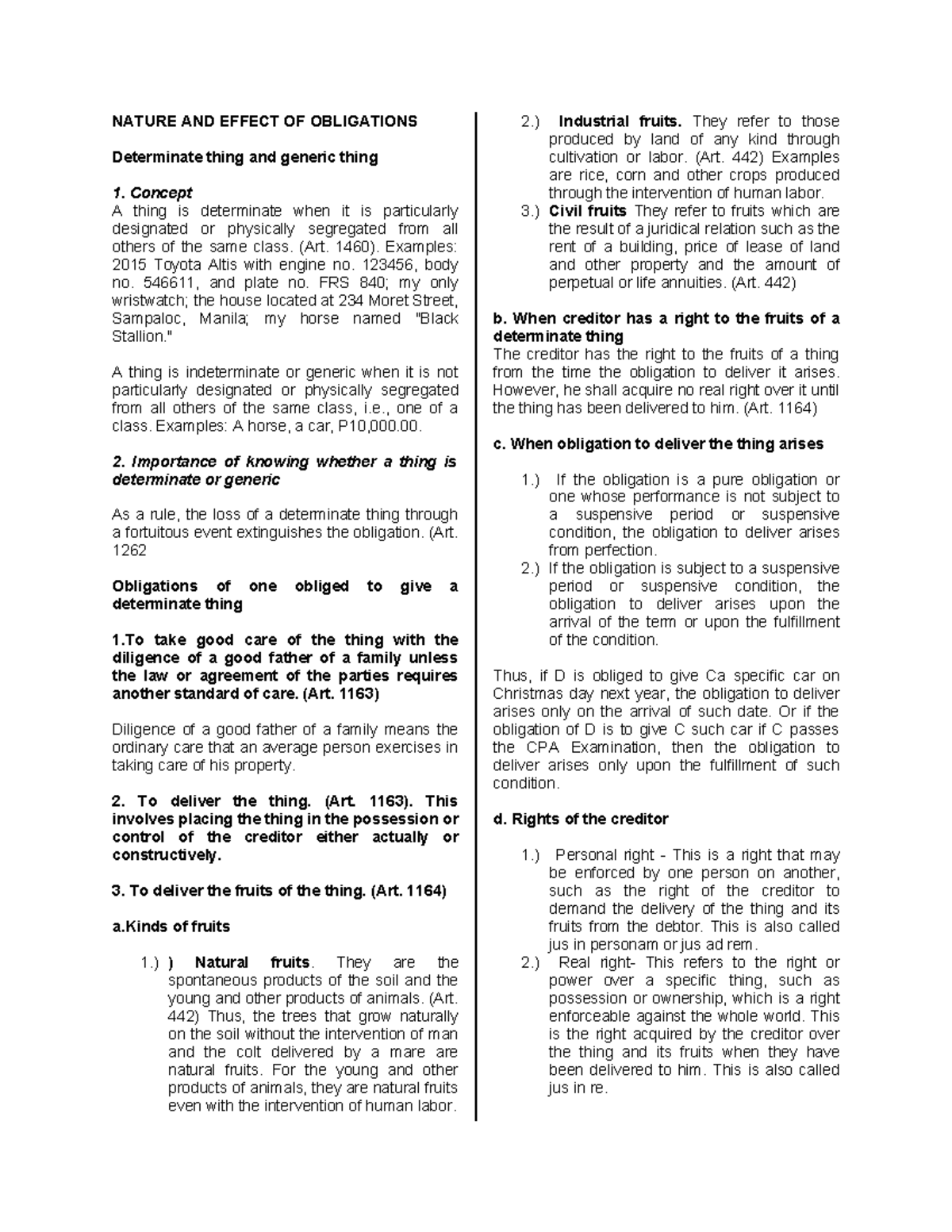 2 Nature AND Effect OF Obligations - NATURE AND EFFECT OF OBLIGATIONS ...