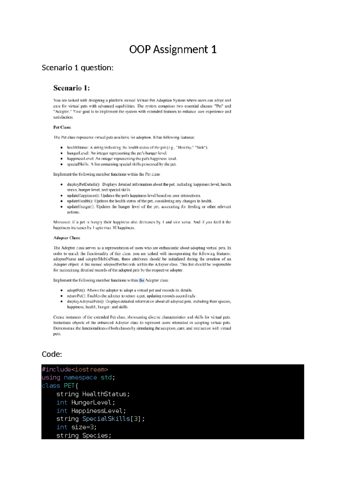 OOP Assignment 1 - Have a great meal"