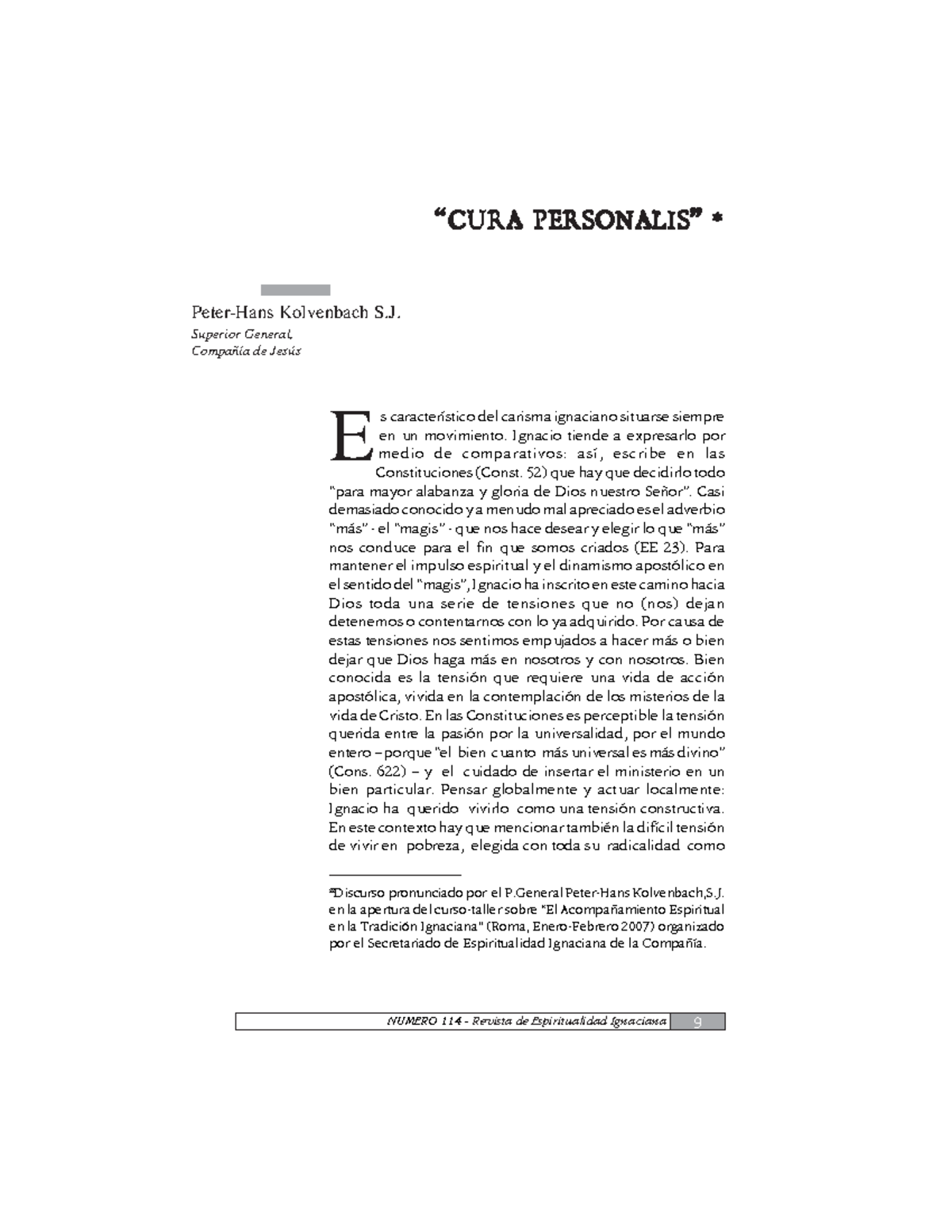 CURA Personalis Kolvenbach SJ - NUMERO 114 - Revista de Espiritualidad ...