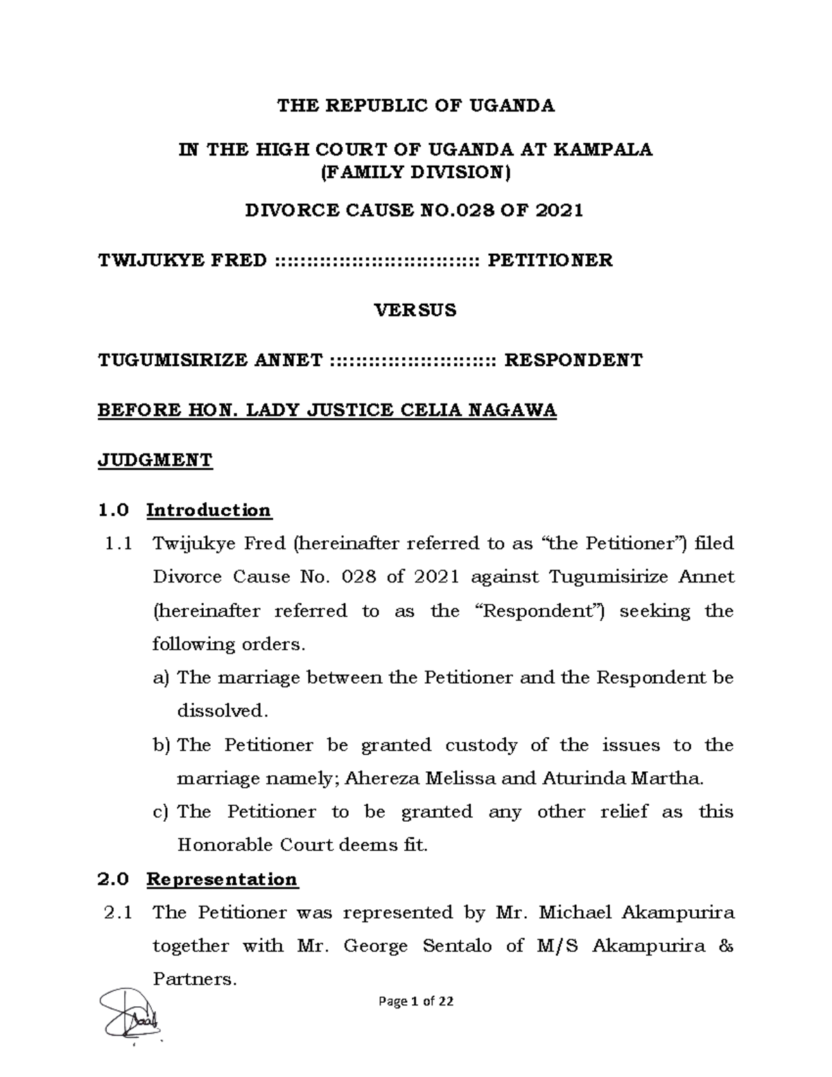 Source - THE REPUBLIC OF UGANDA IN THE HIGH COURT OF UGANDA AT KAMPALA ...