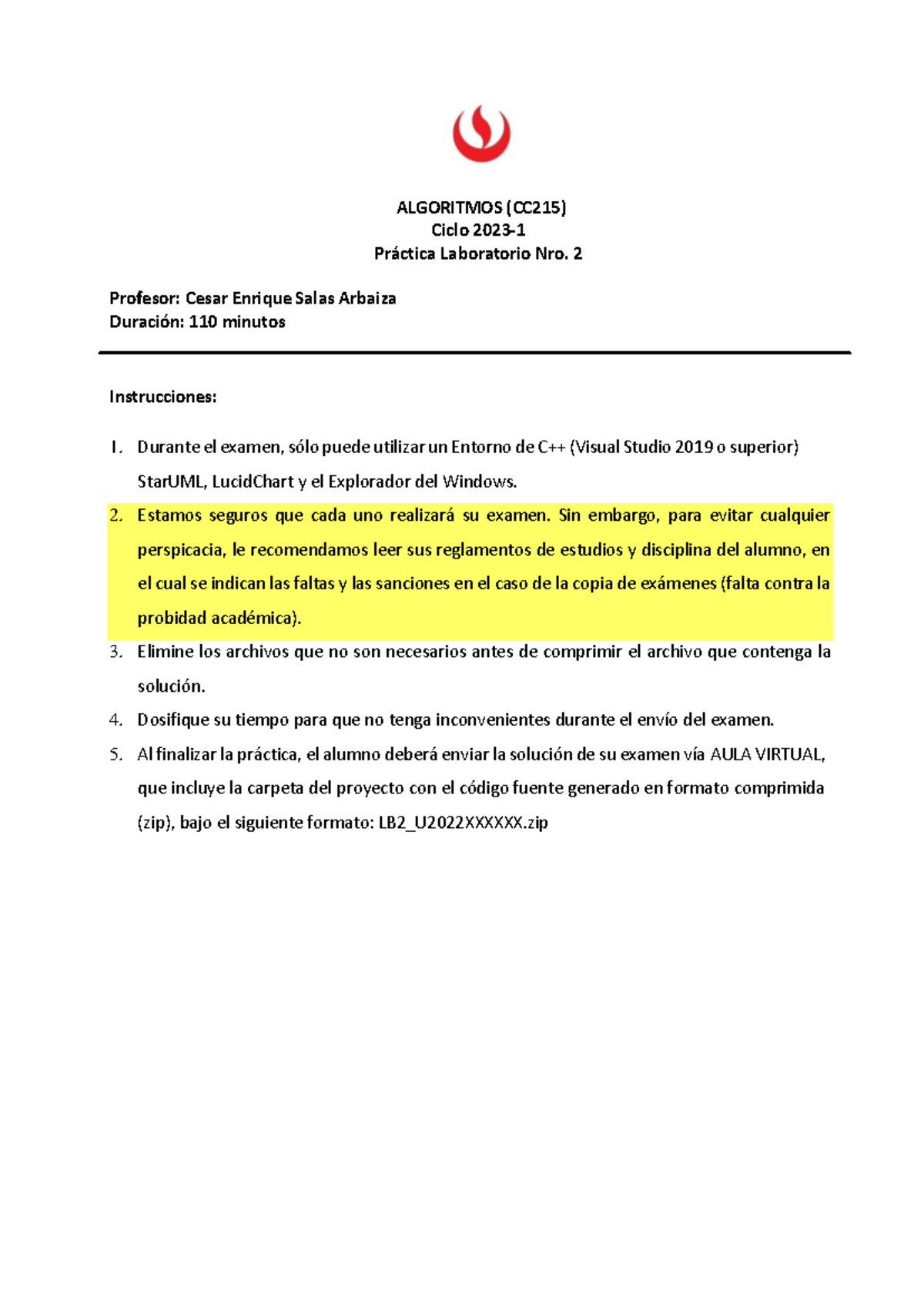 LB2 2023-1-SV21 - DAWDAWD - ALGORITMOS (CC215) Ciclo 2023- Pr·ctica ...