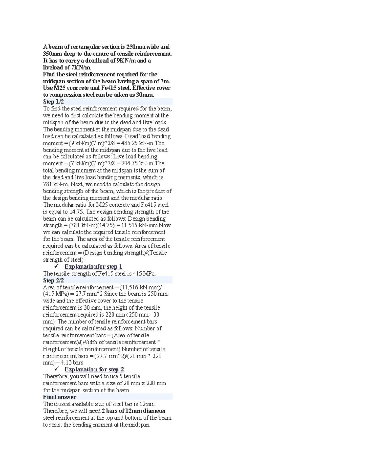 Civil Engineering Structural Notes - A beam of rectangular section is ...