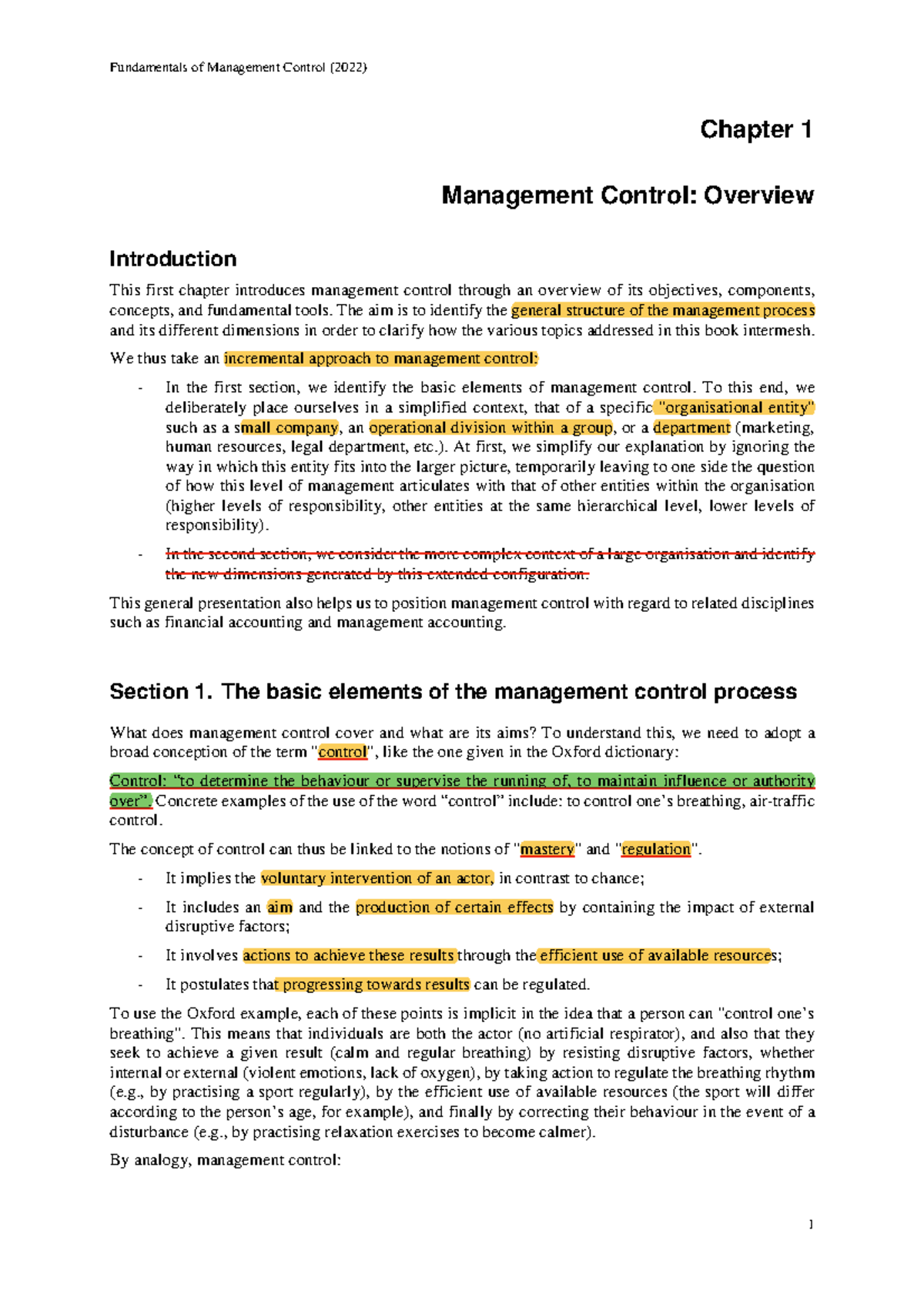 Chapter 1 copy - pestle analysis - Fundamentals of Management Control ...