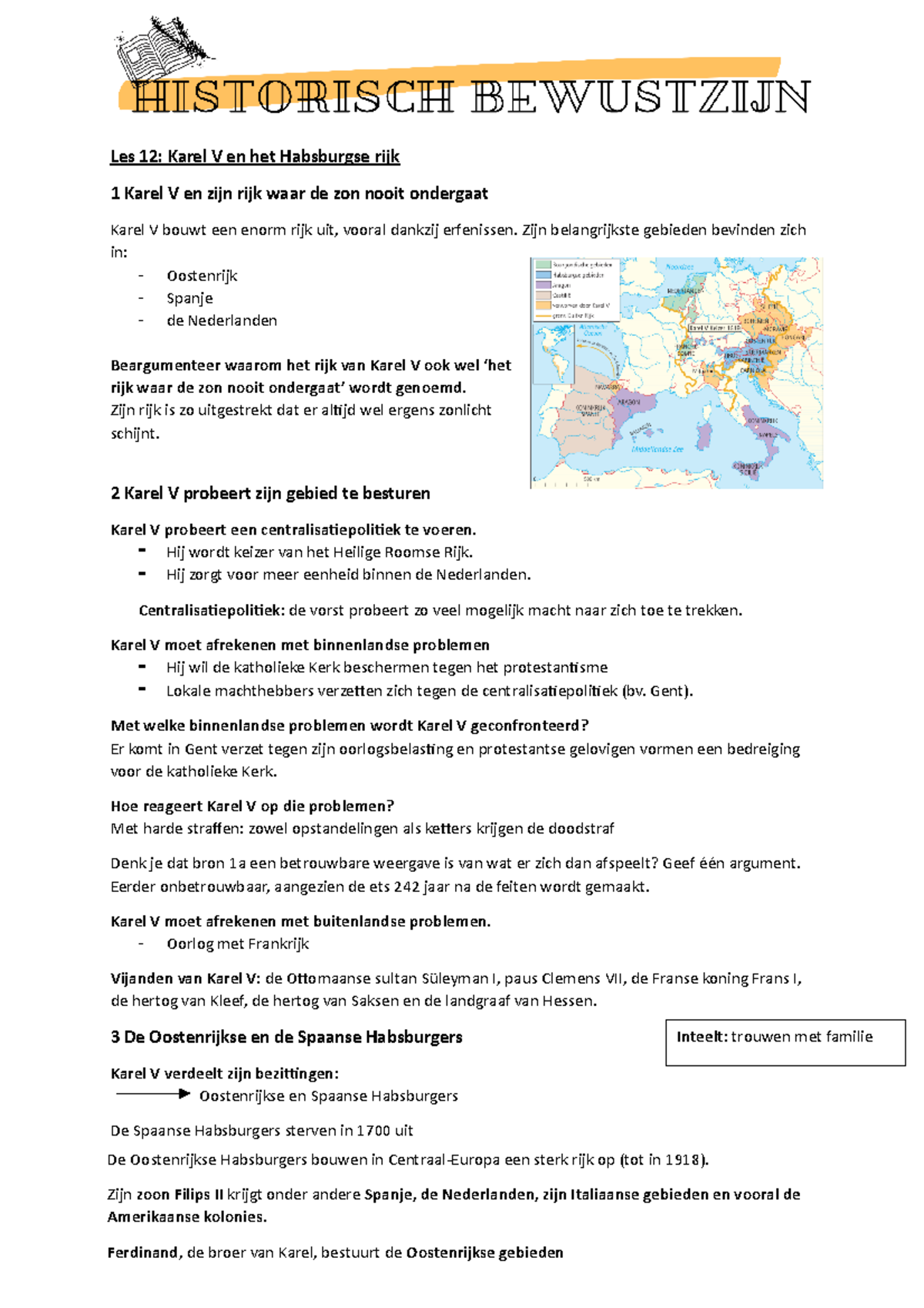 Les 12 Karel V en het Habsburgse rijk - Zijn belangrijkste gebieden ...