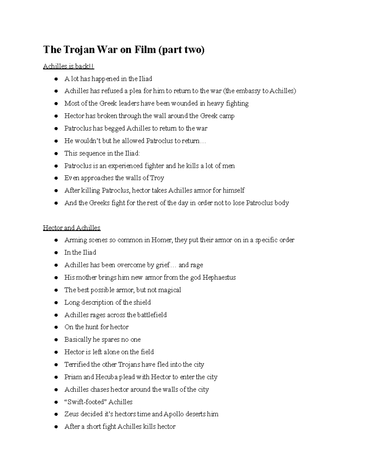 CLT3510 - The Trojan War on Film (part two) Achilles is back!! A lot ...