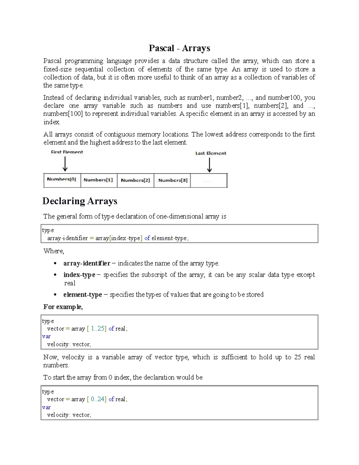 Pascal Arrays Mrevised Materials Pascal Arrays Pascal Programming