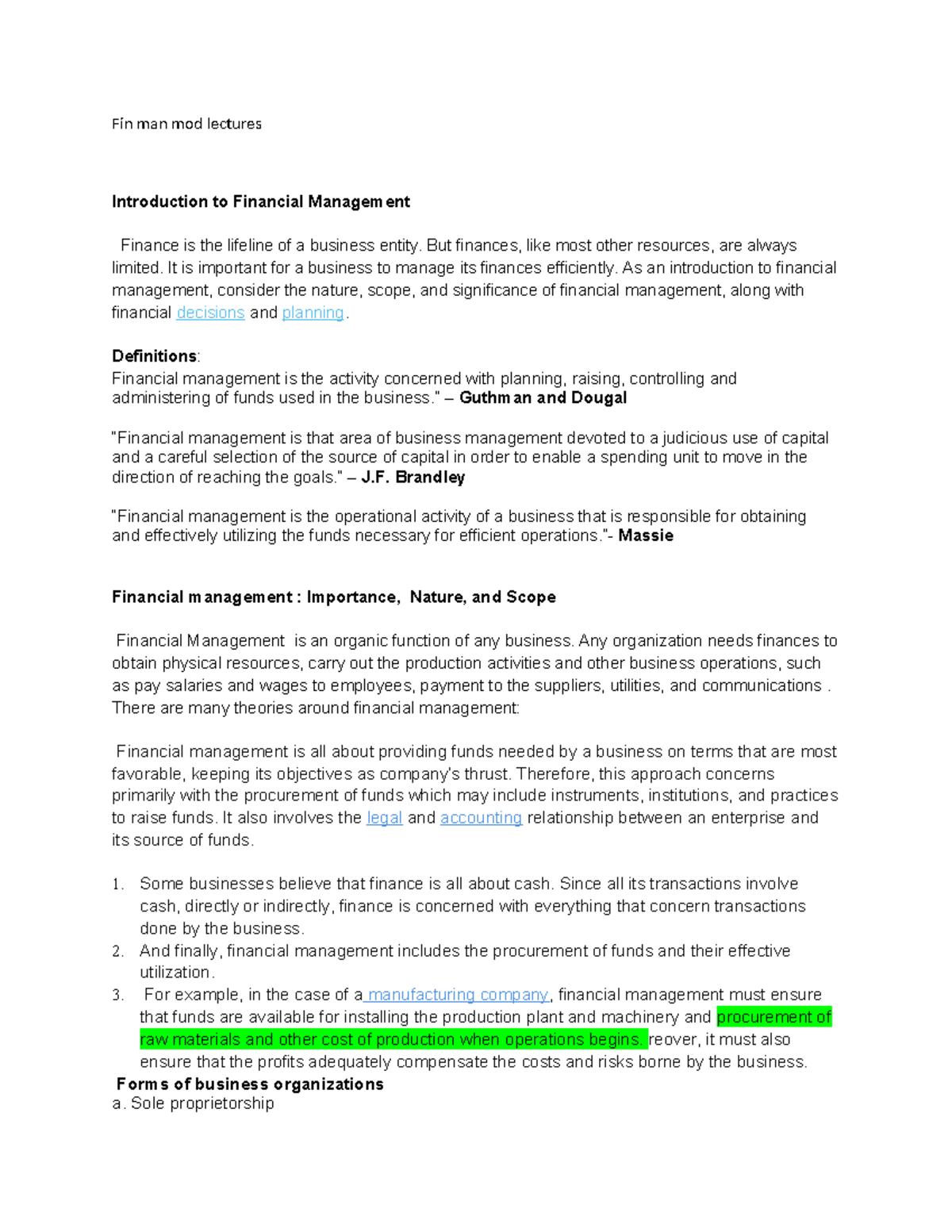 Fin man mod lectures - it can help - Fin man mod lectures Introduction ...