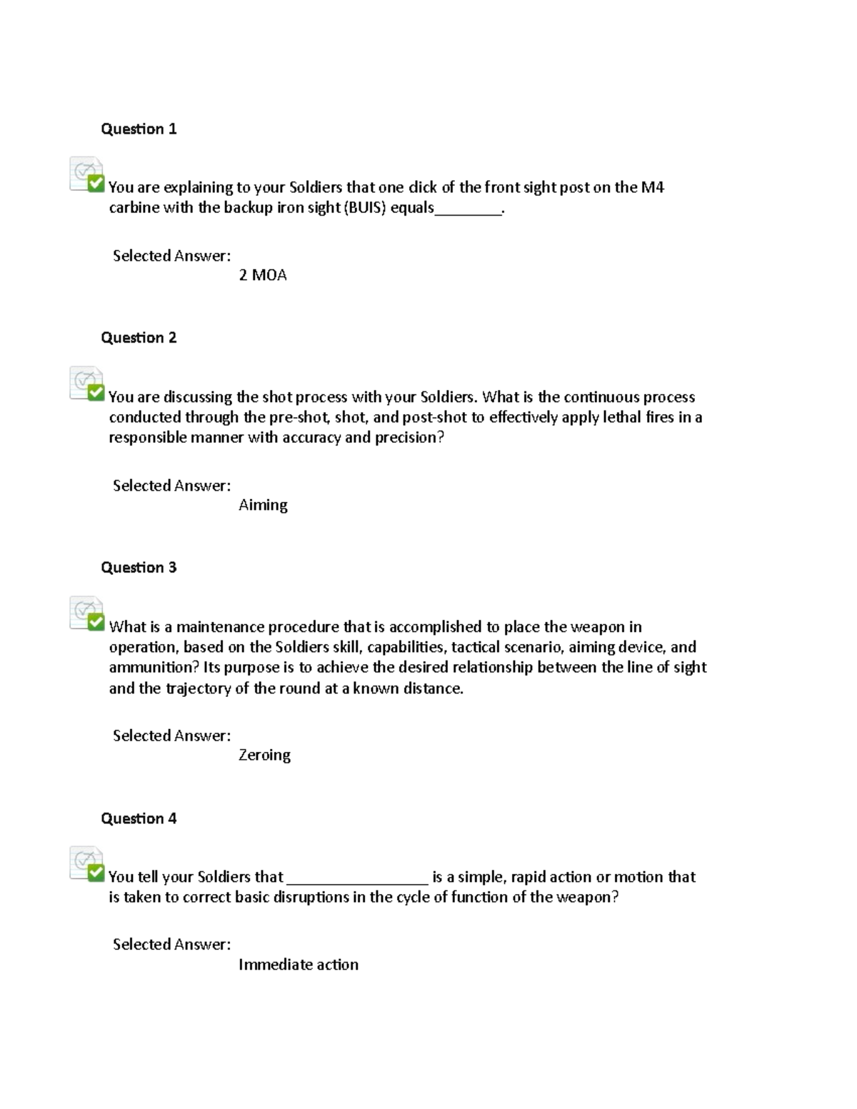 Marksmanship test - Test - You are explaining to your Soldiers that one ...