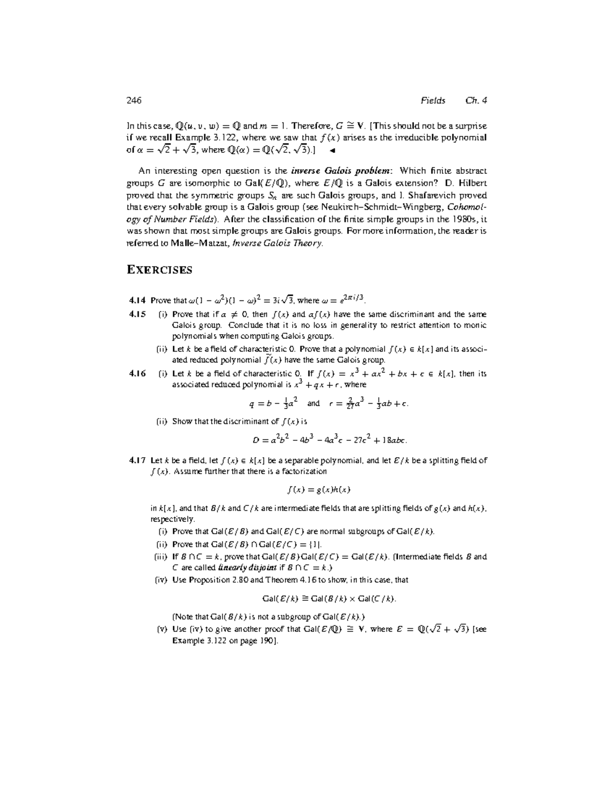 Basic Algebra 101 - 246 Fields Ch. 4 In this case, Q(u, v, w) = Q and m ...