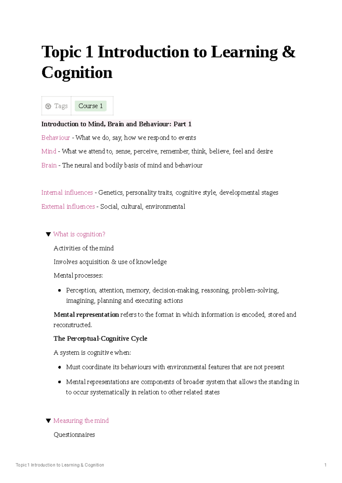 Psyc 1 4 Learning And Cognition Topic 1 Introduction To Learning