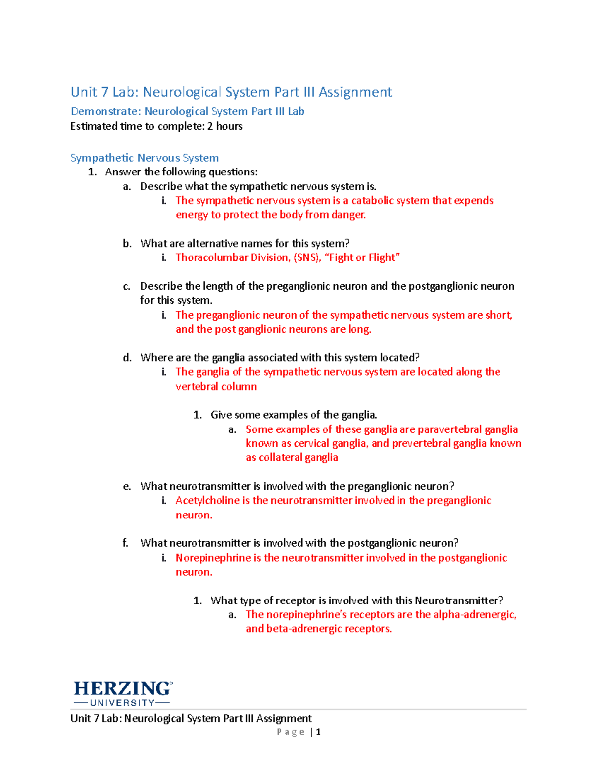 Unit 7 Lab Assignment - Unit 7 Lab: Neurological System Part III ...