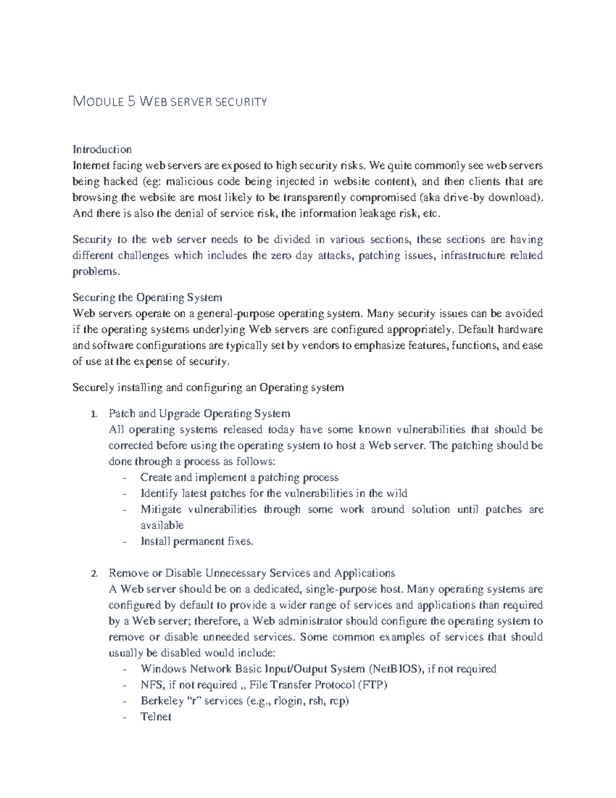 Module 5 WEB Server Security-1 - MODULE 5 WEB SERVER SECURITY ...