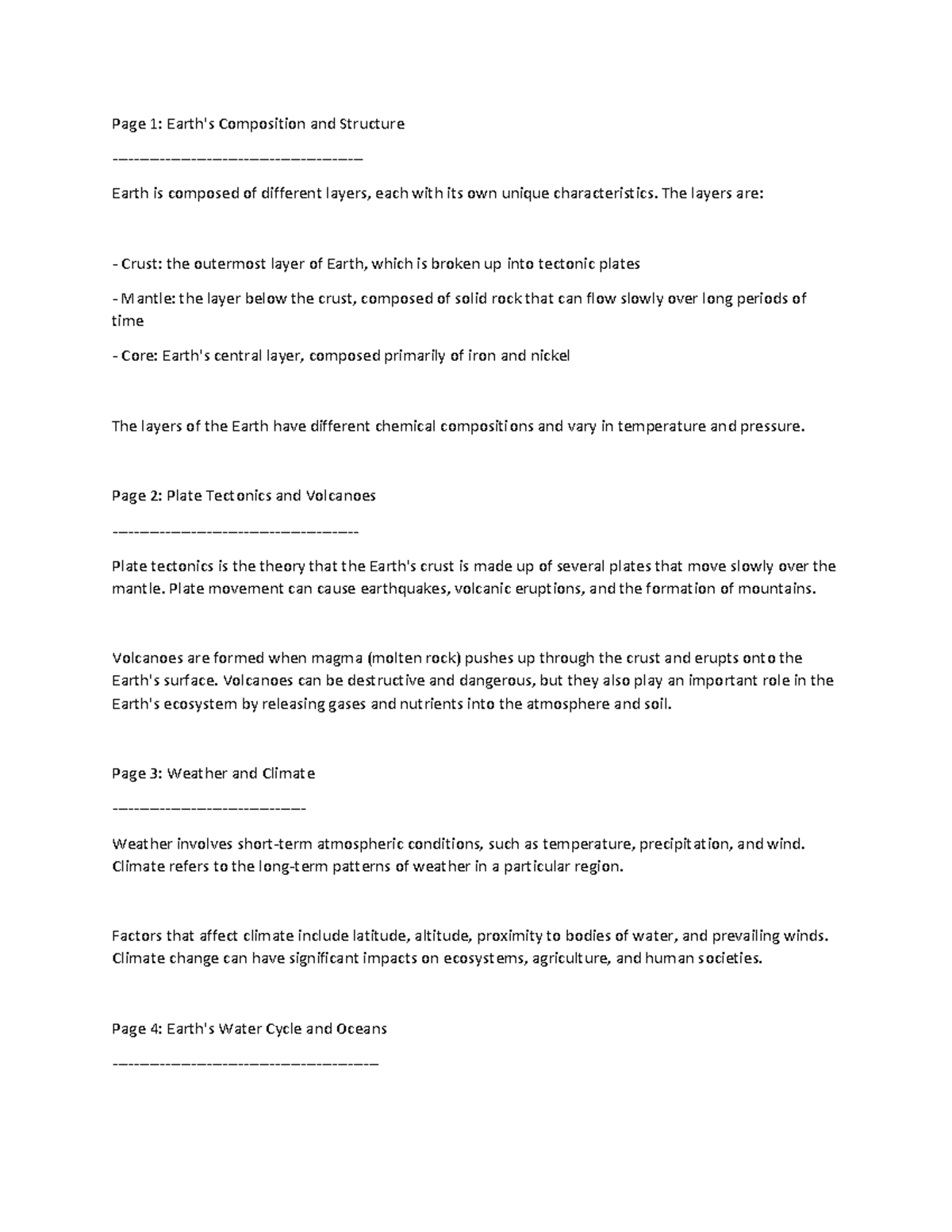 Document - My earth science notes. - Page 1: Earth's Composition and ...