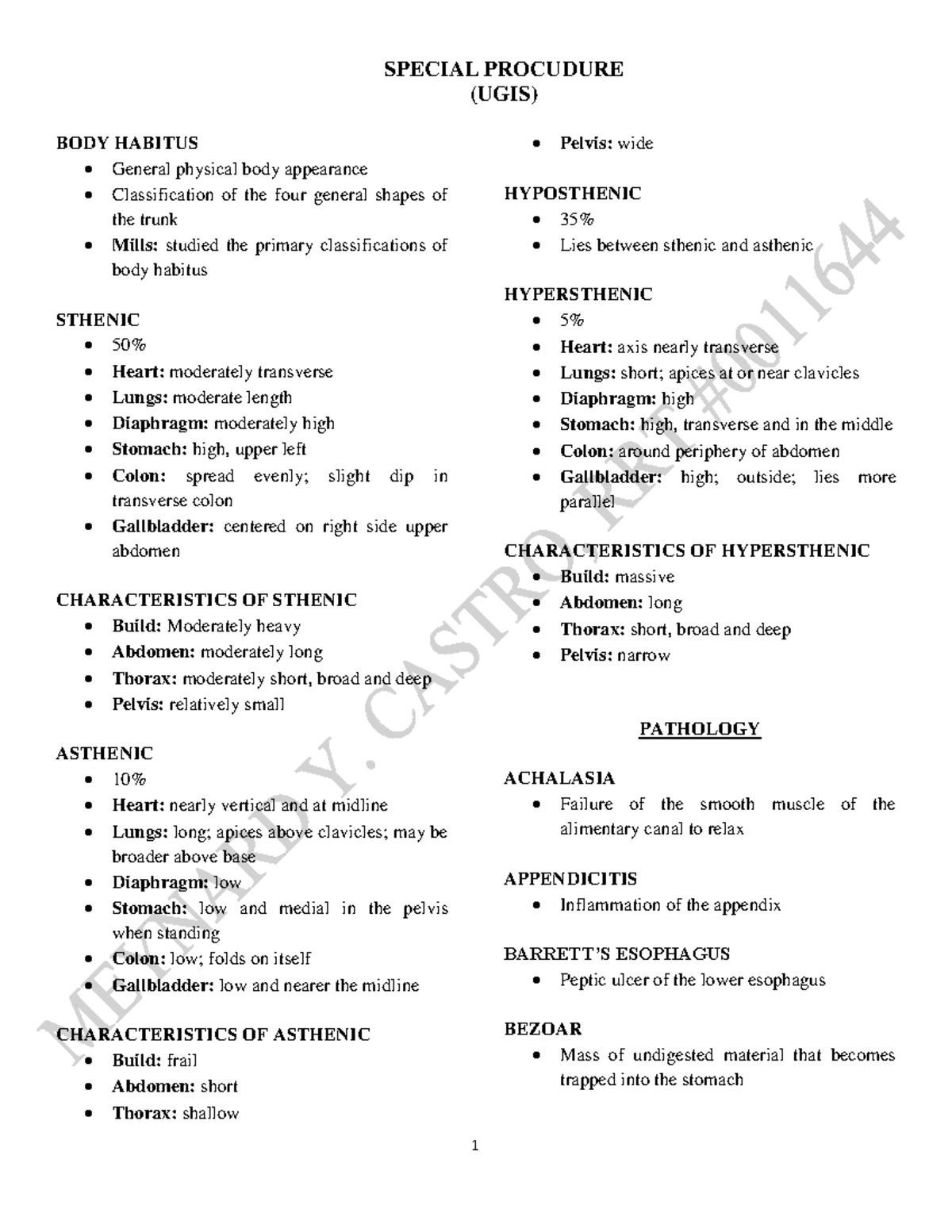 Special Procedure (UGIS) - (UGIS) BODY HABITUS General physical body ...