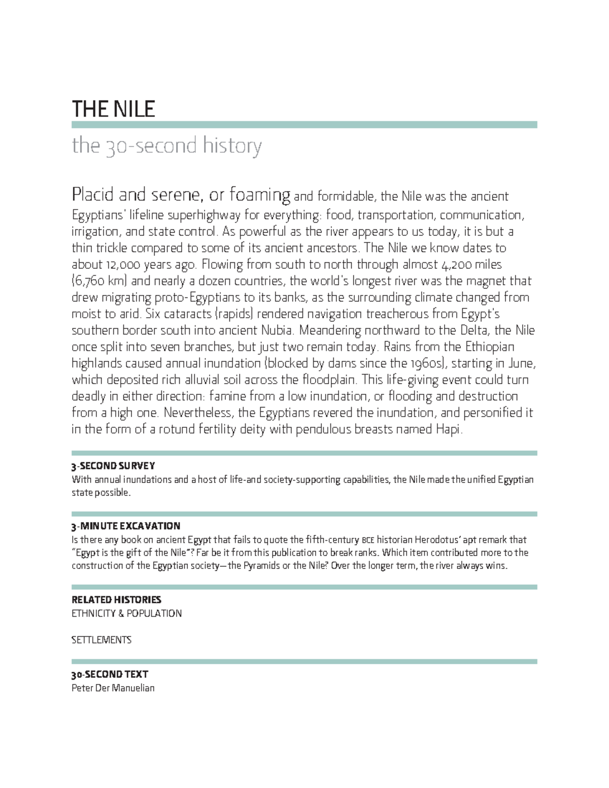 The nile ancient egypt - THE NILE the 30-second history Placid and ...