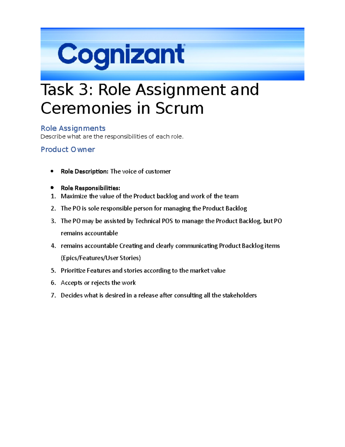 Task 3 Deliverable Template C - Task 3: Role Assignment and Ceremonies ...