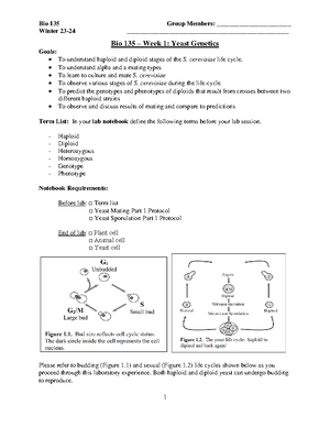 Bio 135 PTC Paper W22 - PTC Lab Report Guidelines Due Date: Week 4 lab ...