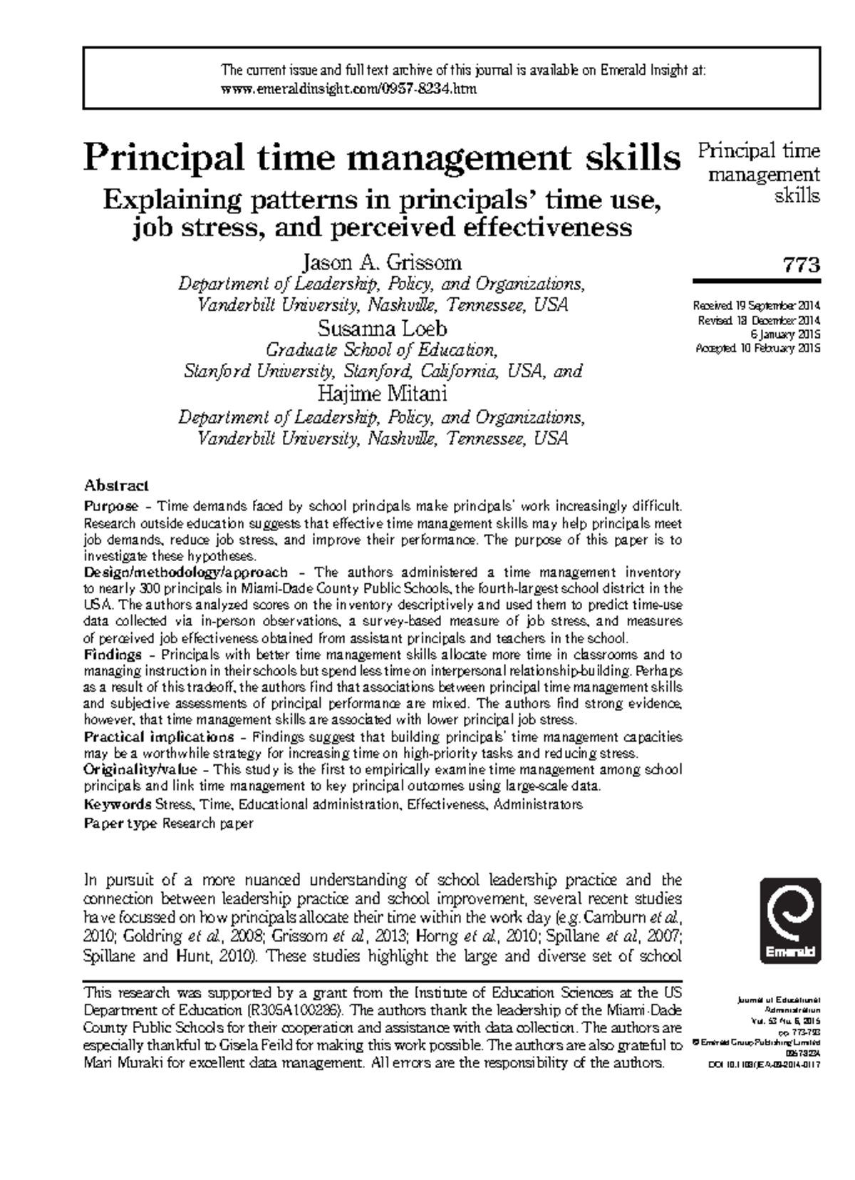 10-1108 JEA-09-2014-0117 - Principal time management skills Explaining ...