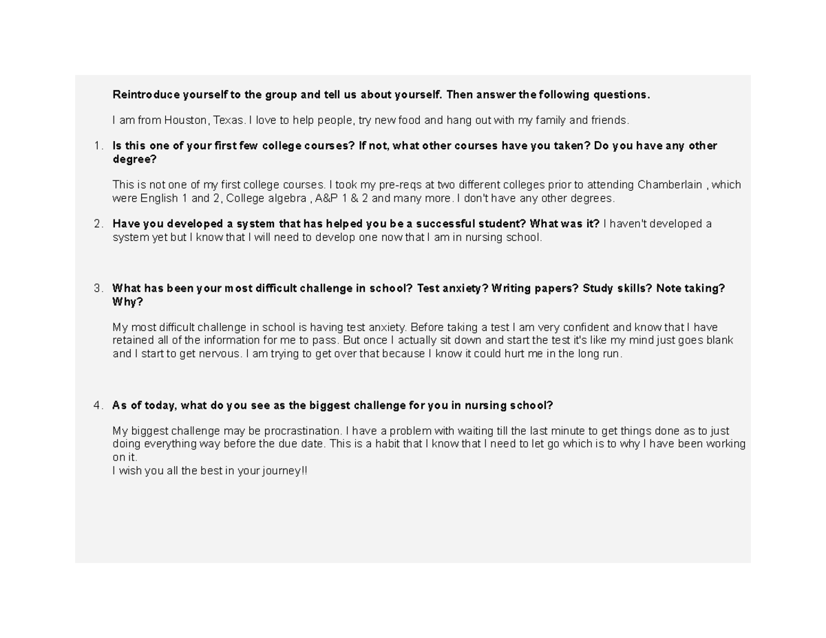 Untitled document - will help - Reintroduce yourself to the group and ...