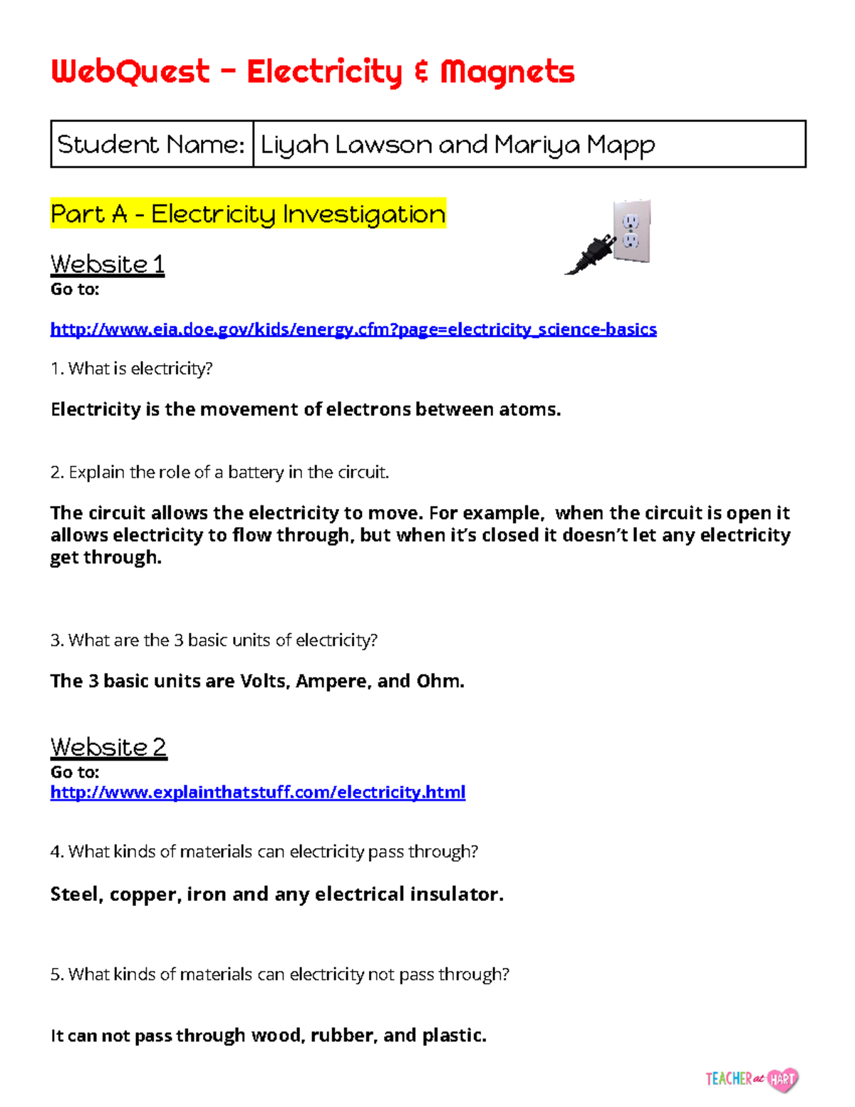 Liyah Lawson Electricity Investigation Webquest SE 2024 - WebQuest ...