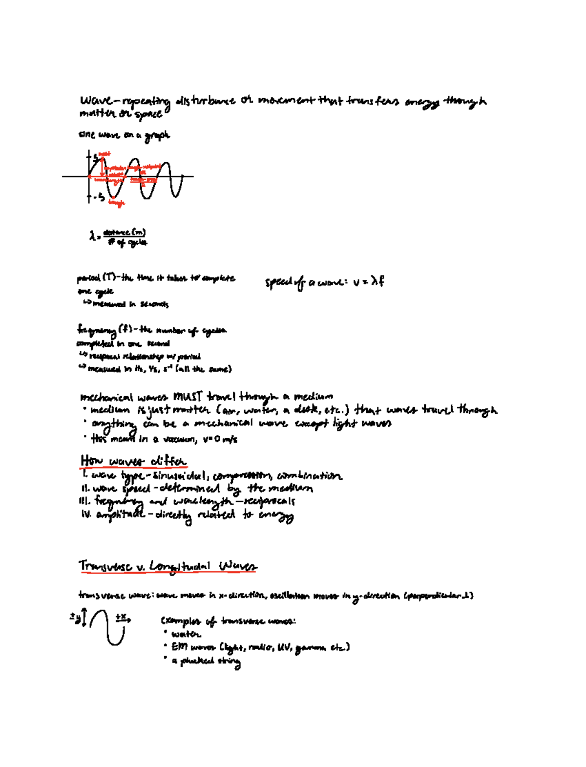 AP Physics 2 Waves Notes - wave repeatingdisturbance or ...