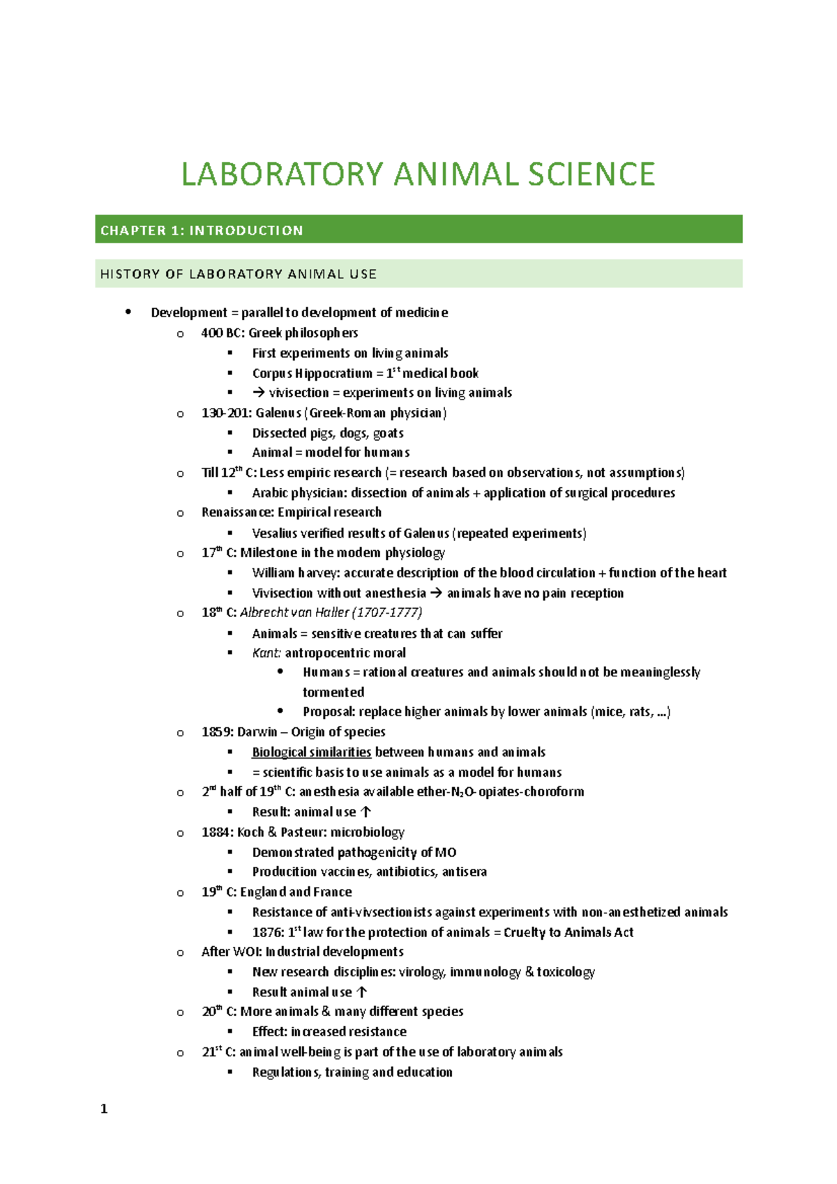 Chapter 1 - Samenvatting Laboratory animal science - LABORATORY ANIMAL ...