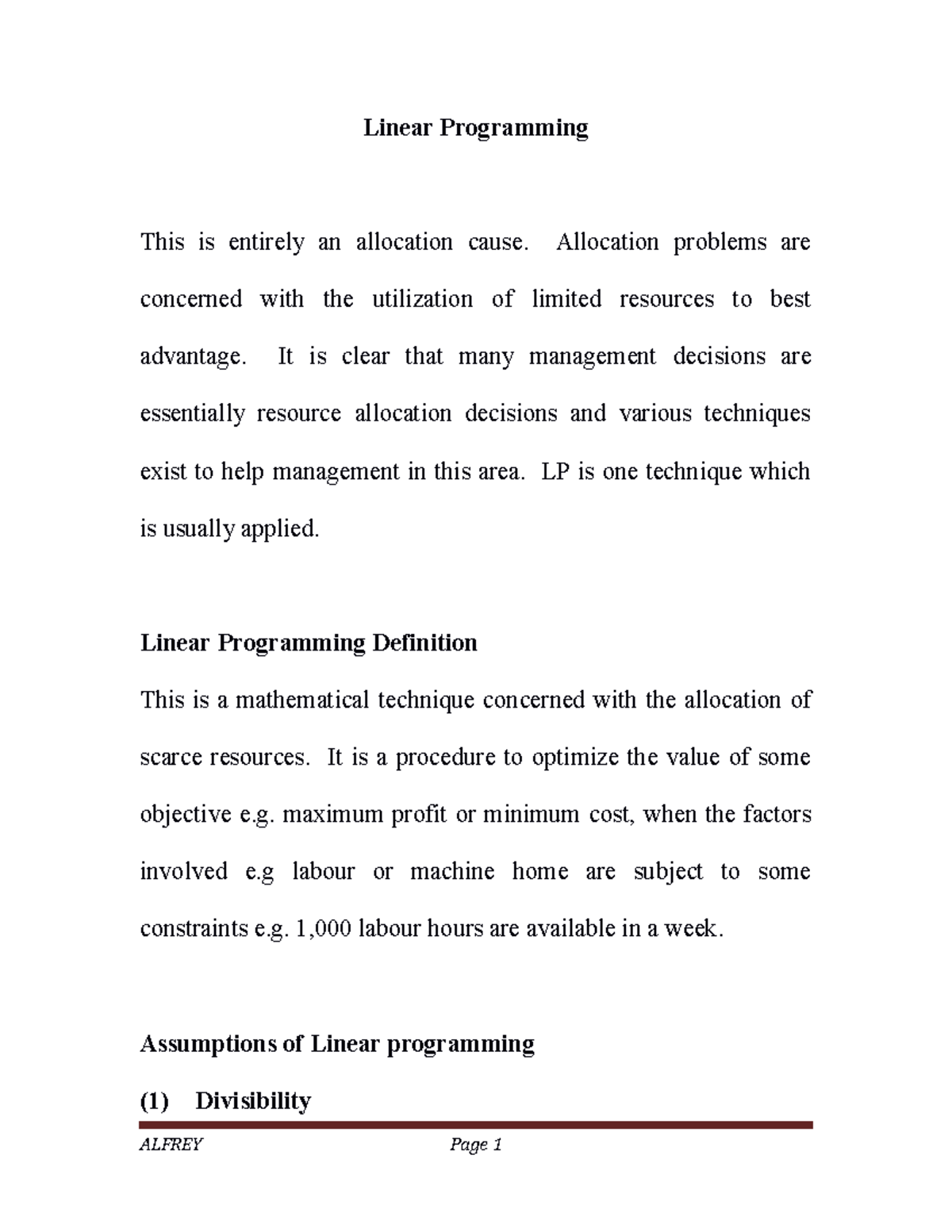 Linear programming - Document - Linear Programming This is entirely an ...
