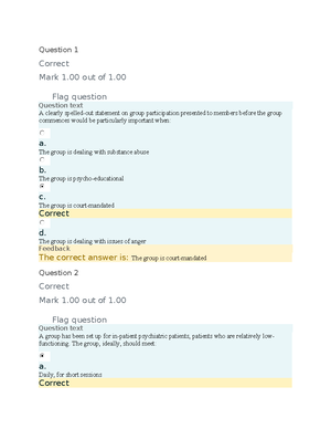 CH10counseling - Chapter 10 - Question 1 Correct Mark 1 out of 1. Flag question Question text A ...