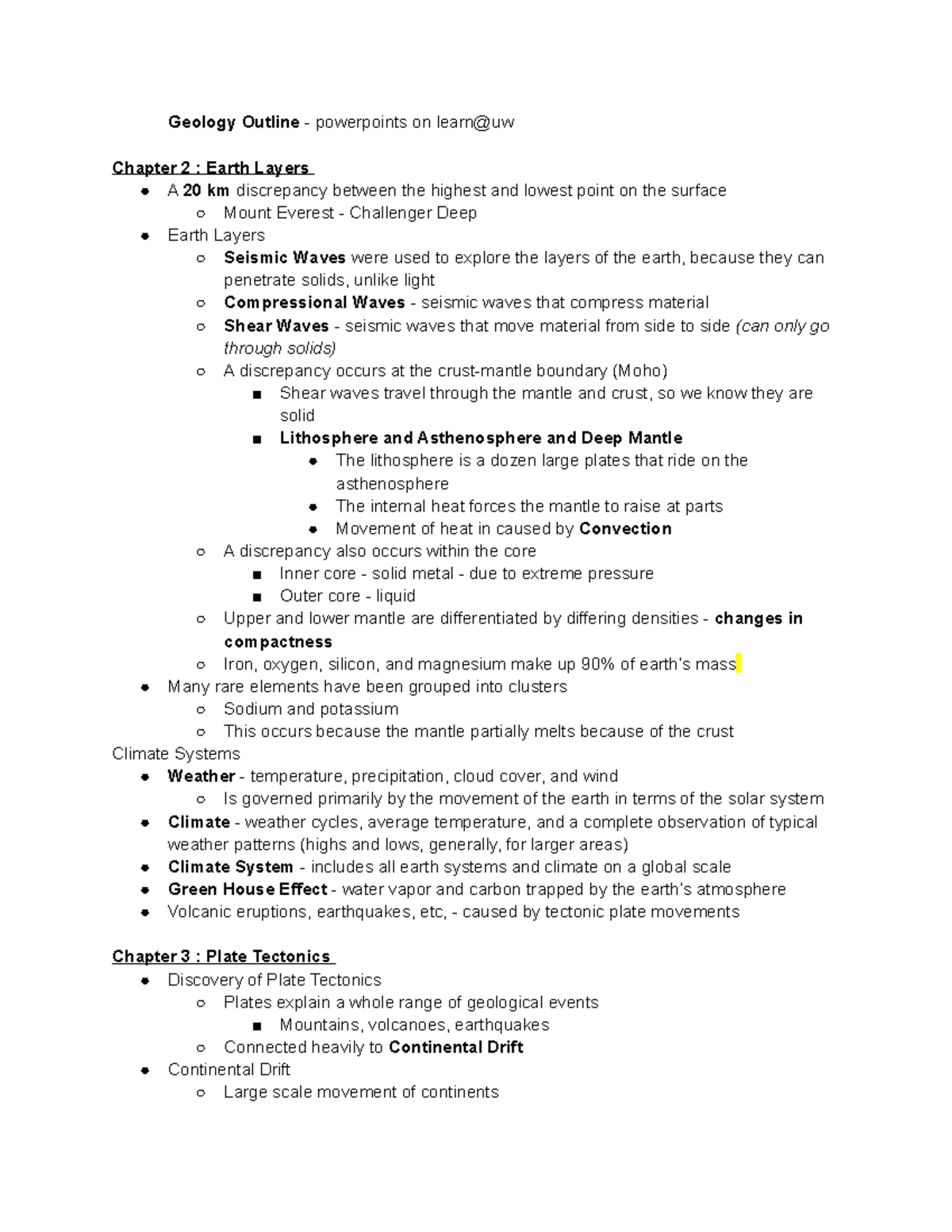 Copy of Geology Notes - Geology Outline - powerpoints on learn@uw ...